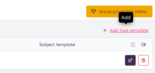 Configuration: Adding a task template to a Subject template